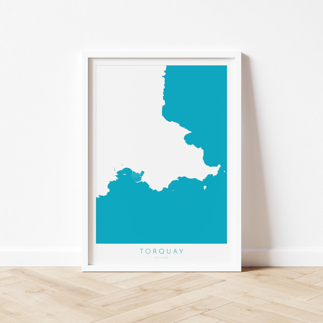 Torquay Print Devon Map Torbay Poster English Riviera Art - Etsy UK