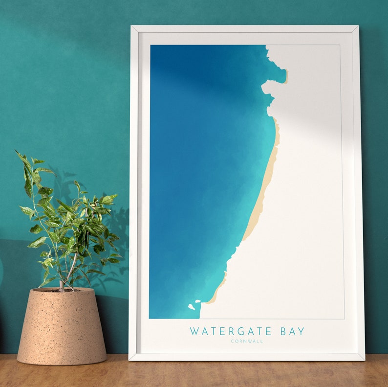 Watergate Bay Map Art Cornwall Map Art Watergate Bay Beach - Etsy