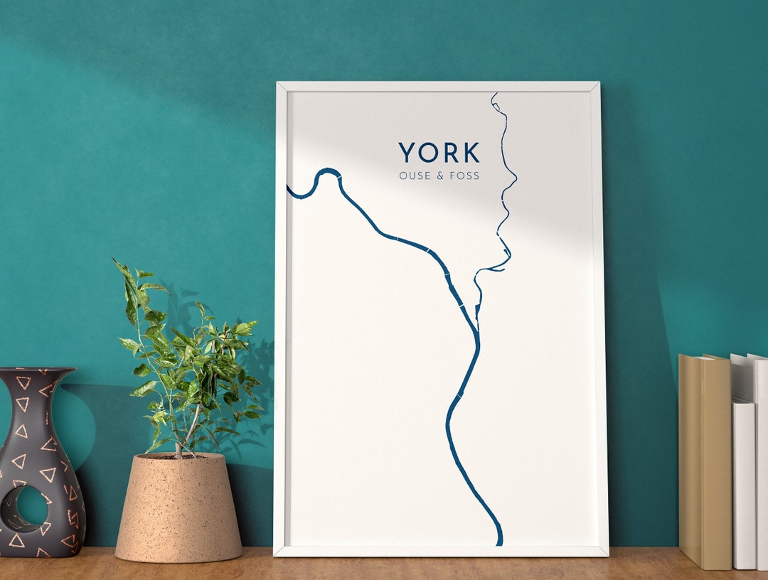 York Map Art Yorkshire Map Art, York UK Map Art, River Ouse and Foss ...