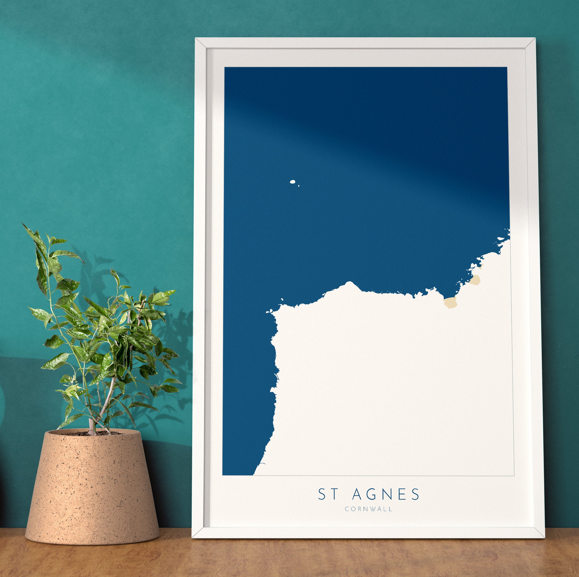 St Agnes Map Art St Agnes Print, Cornwall Map, Cornwall Coast Map ...