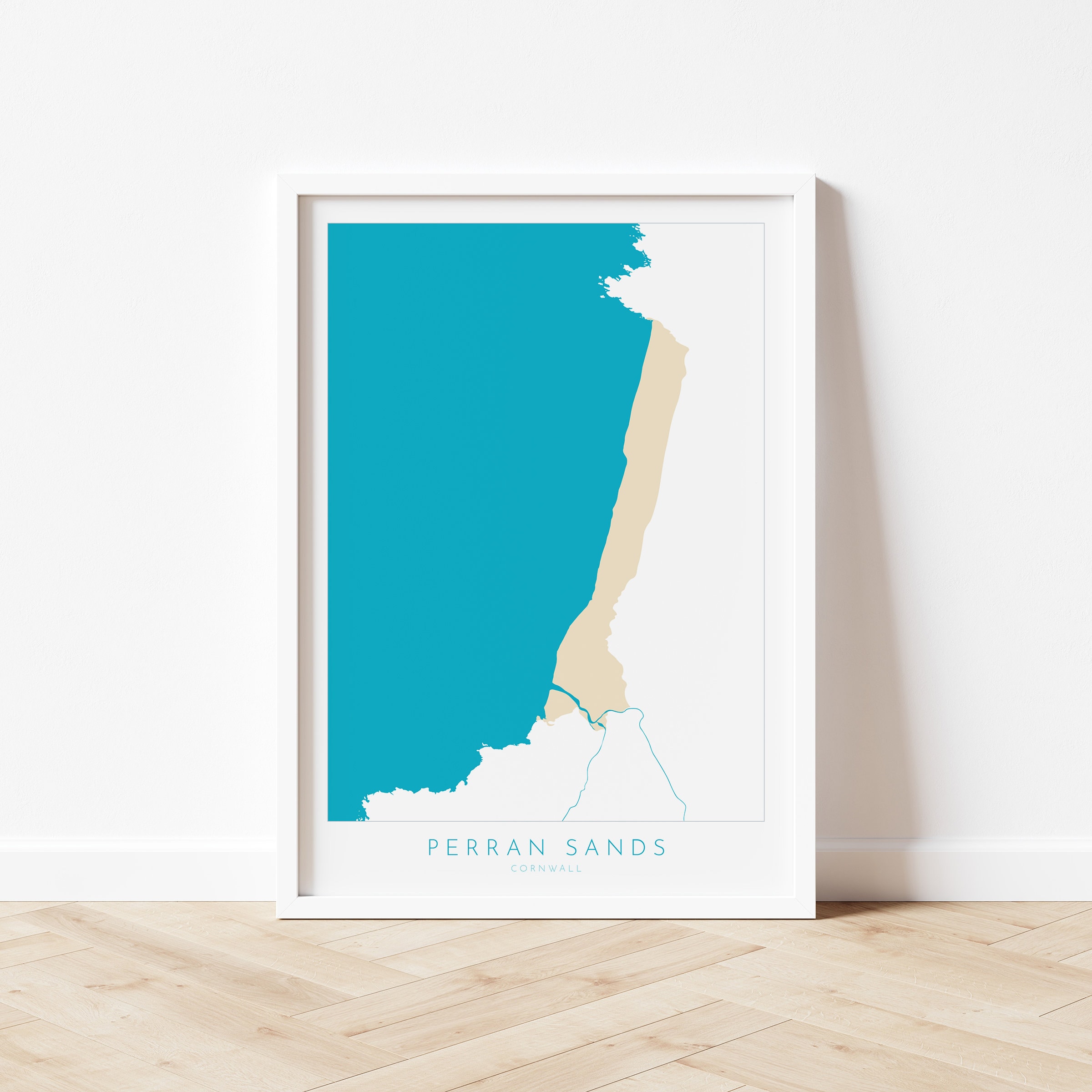 Perran Sands Map Art Perranporth Map Art, Cornwall Map, Cornwall Coast ...
