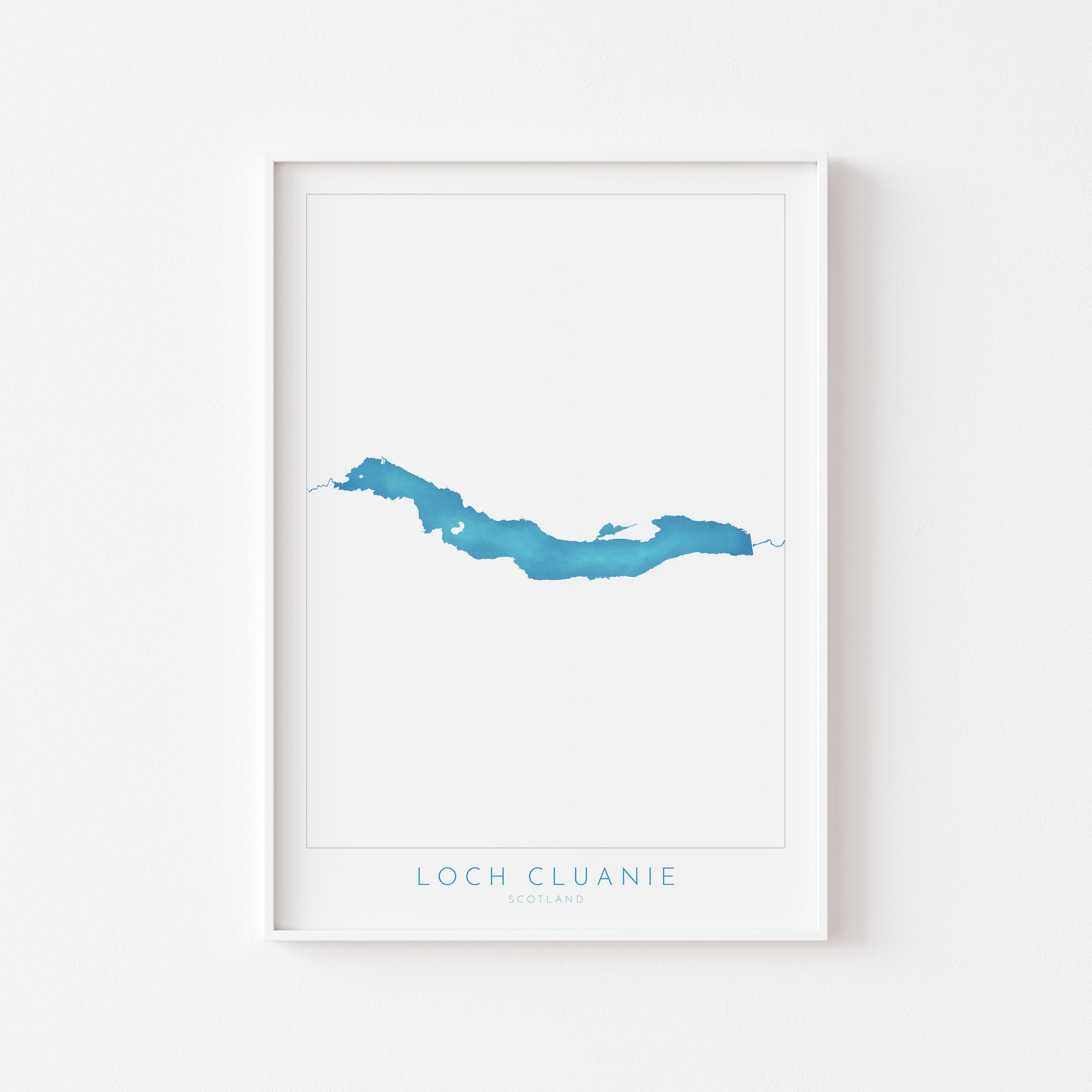 Loch Cluanie Map Art Scottish Loch Maps, Loch Cluanie Art Print ...