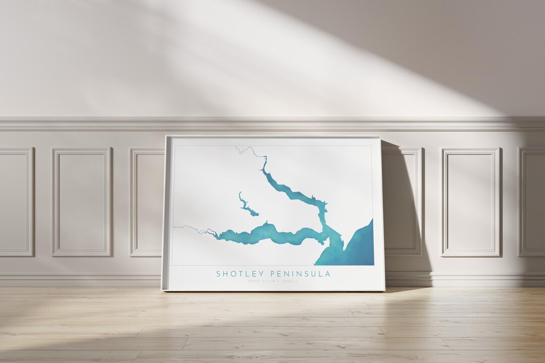 Shotley Peninsula Map Art Print, Suffolk Map, Art, River Orwell, River ...