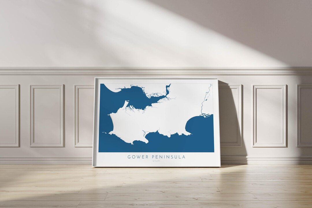 Gower Map Art - Wales Map, Gower Art Print, Mumbles Wall Art, Gower ...