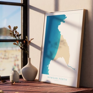 Mawgan Porth Map Art Cornwall Map Art, Mawgan Porth Beach Map, Cornwall ...