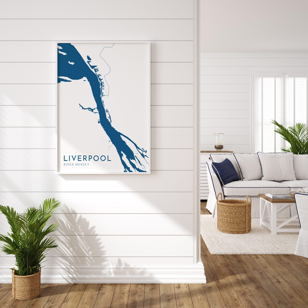 Liverpool Map Art - River Mersey Map, Liverpool Print, Liverpool Art ...