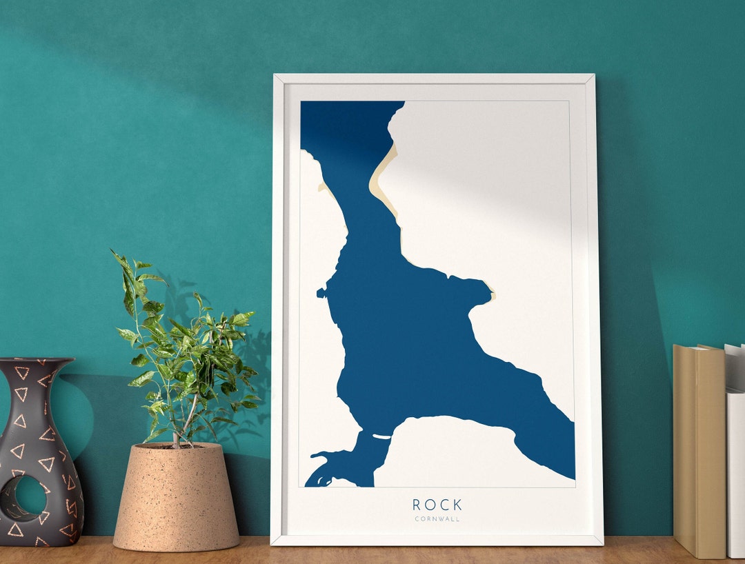 Rock Map Art - Rock Cornwall Map, the Camel Estuary Map Art, Rock Beach ...