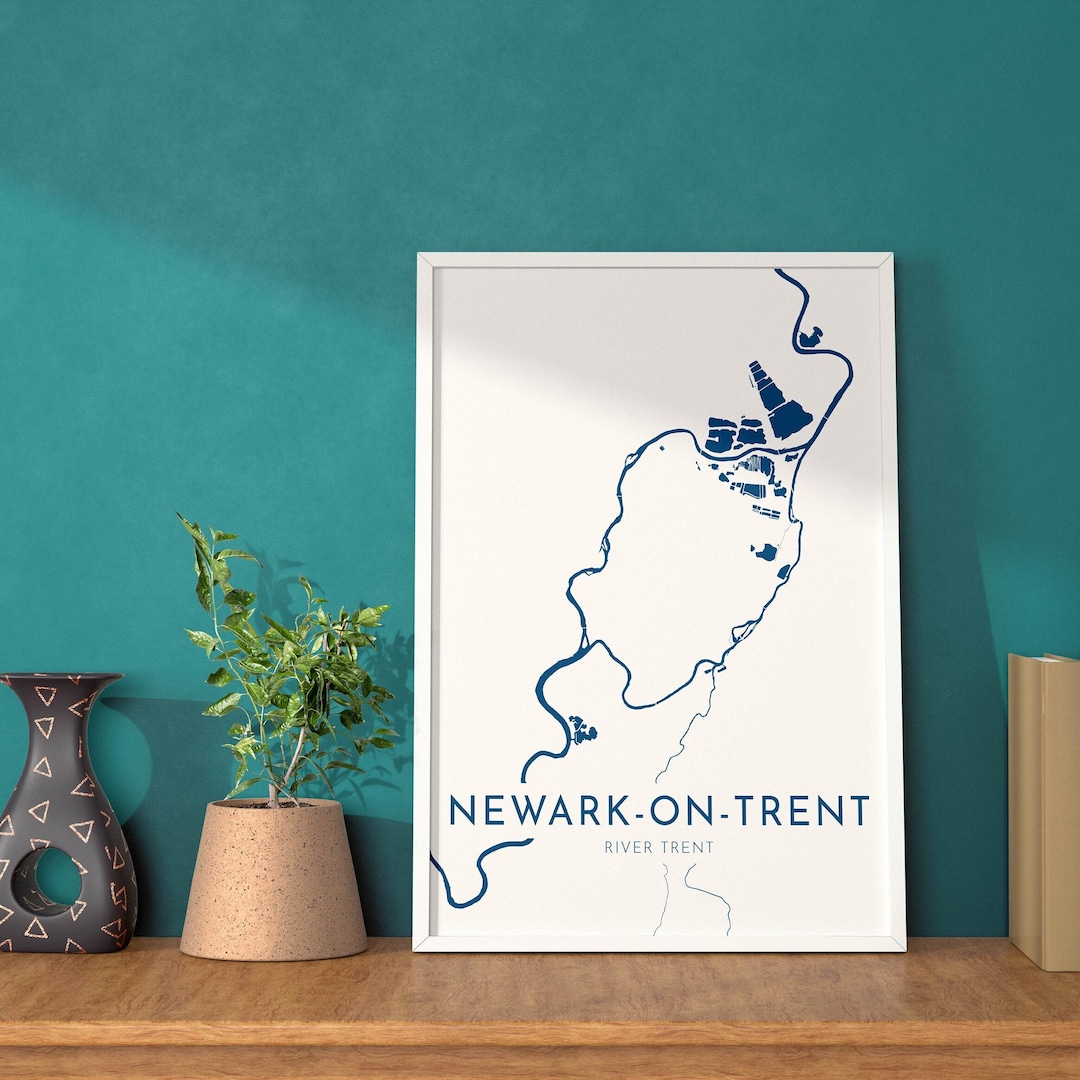 Newark-on-trent Map Art - Newark UK Map Art, Newark Nottinghamshire ...