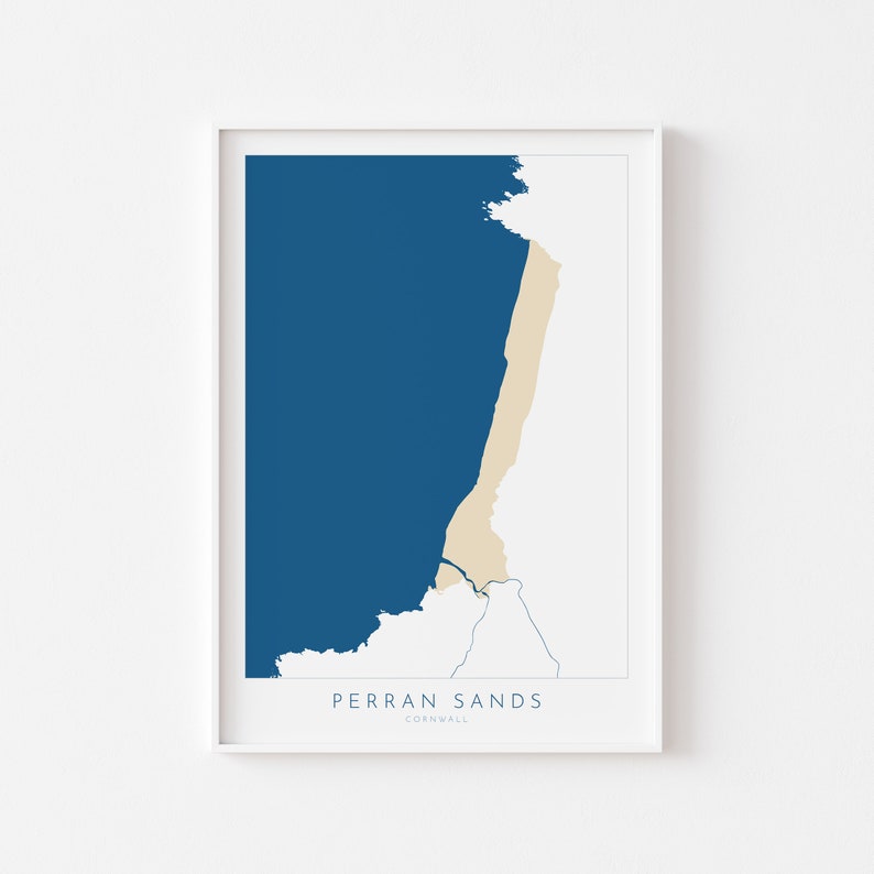 Perran Sands Map Art - Perranporth Map Art, Cornwall Map, Cornwall ...
