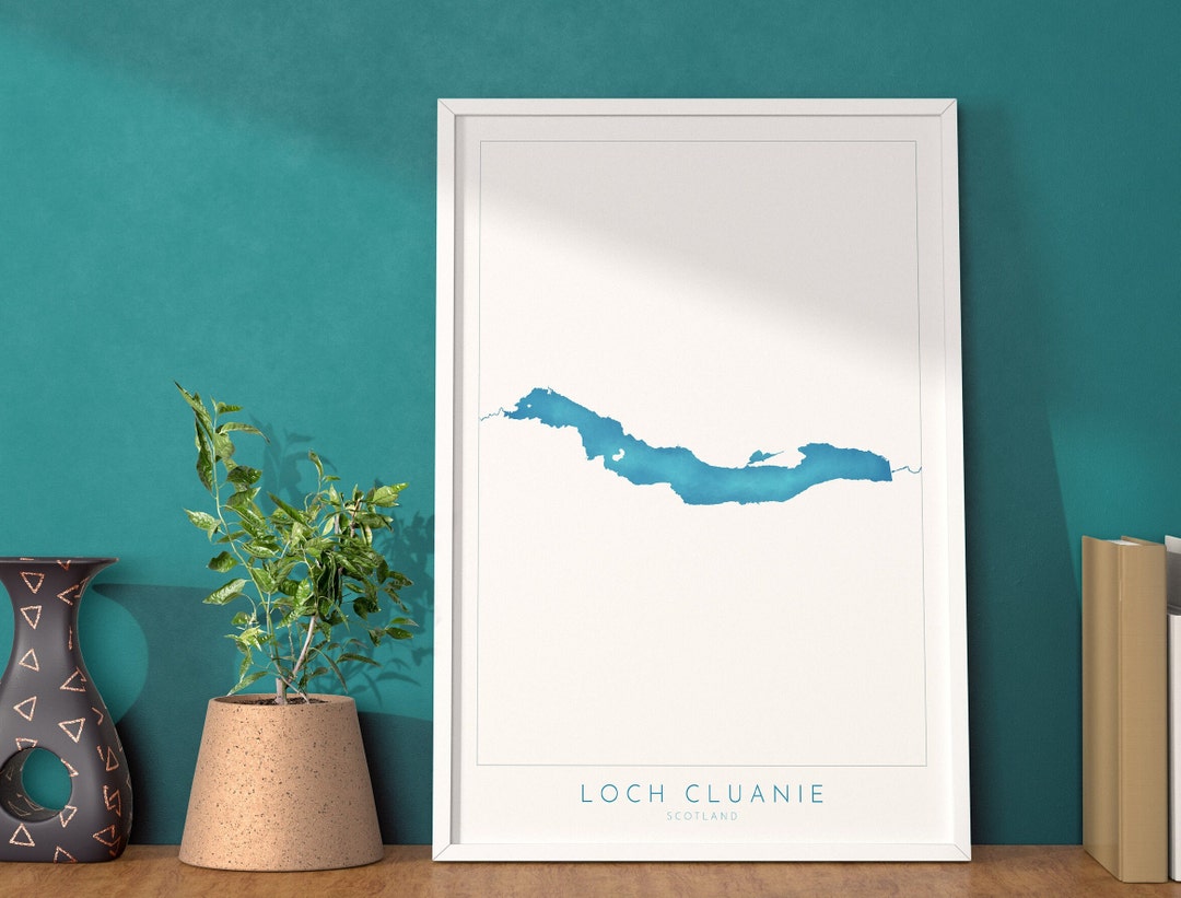 Loch Cluanie Map Art Scottish Loch Maps, Loch Cluanie Art Print ...