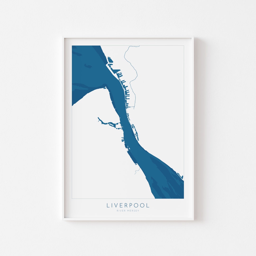 Liverpool Map Art Liverpool Map, the River Mersey Map, Liverpool UK Art ...