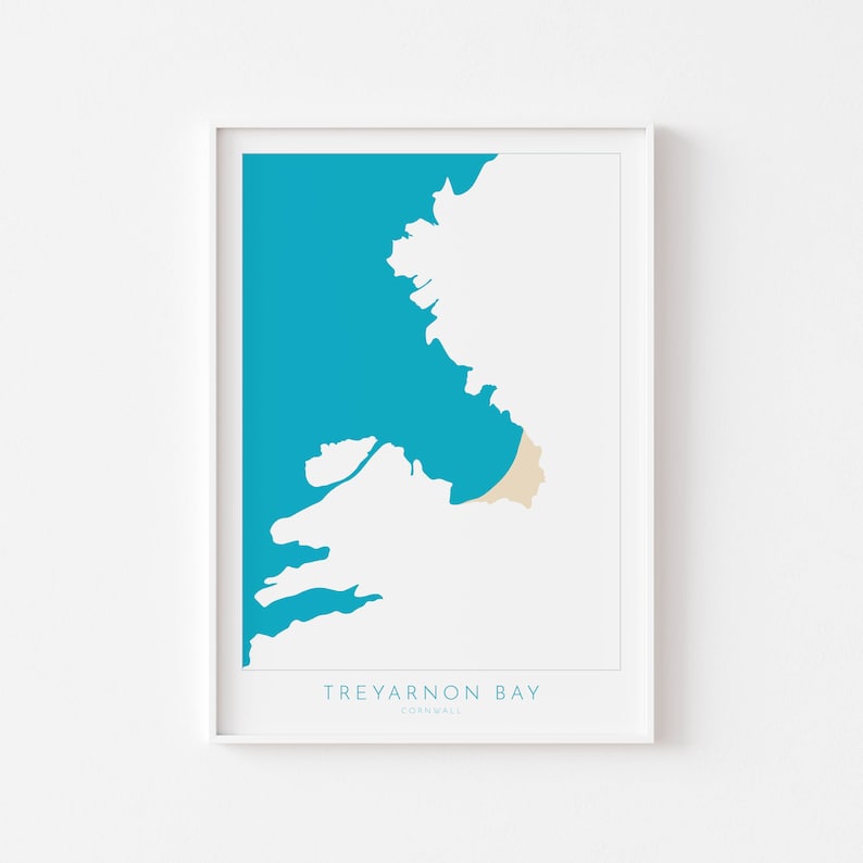 Treyarnon Bay Map Treyarnon Bay Cornwall Art, Cornwall Map, Cornwall ...
