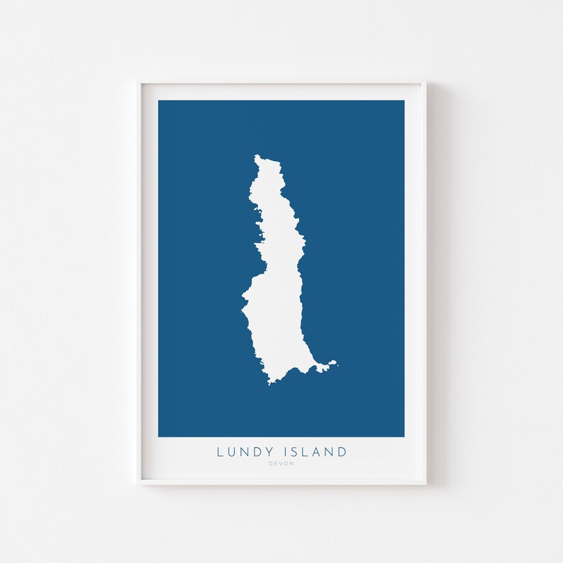Lundy Island Map Art - Lundy Island Devon Art Print, Lundy Devon Gift ...