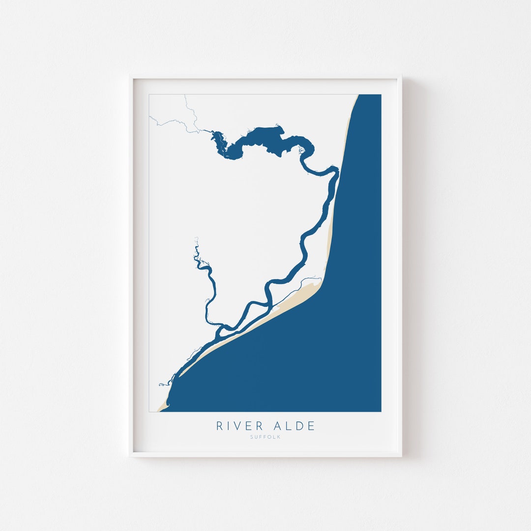 River Alde Map Art - Suffolk Map, River Alde, Aldeburgh Art, Orford ...