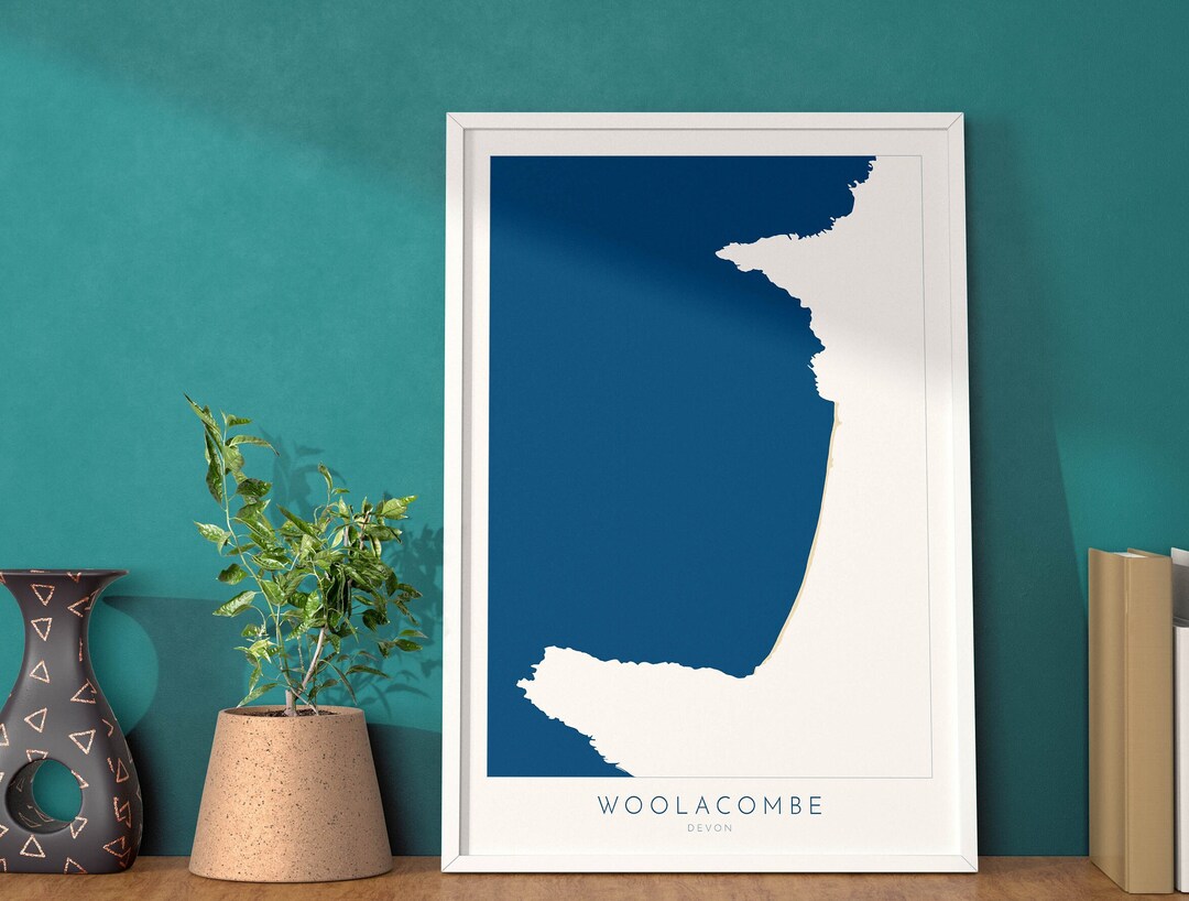 Woolacombe Map Art -woolacombe Devon Map, Woolacombe Beach Print ...