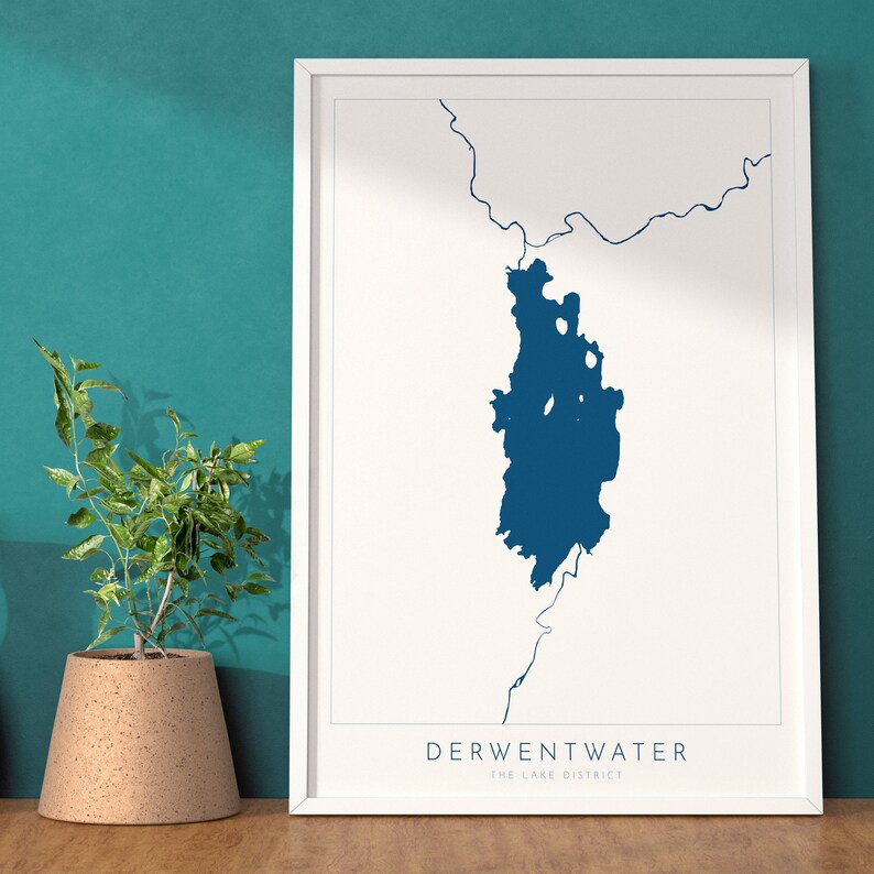 Derwentwater Print, Derwent Water, the Lake District Map, National Park ...