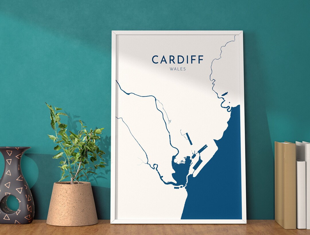 Cardiff Map Art - Wales Map Art, Cardiff UK Map Art, Cardiff Travel ...