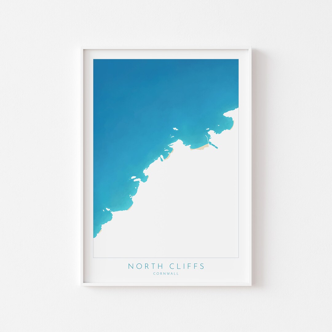 North Cliffs Print - Cornwall Map, Cornwall Coast Map, North Cornwall ...