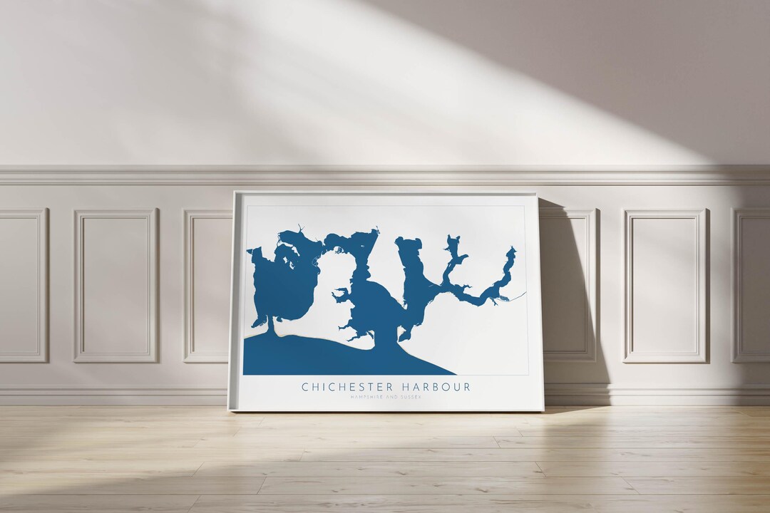 Chichester Harbour Map Art Print - Hampshire Map Art, Chichester Print ...