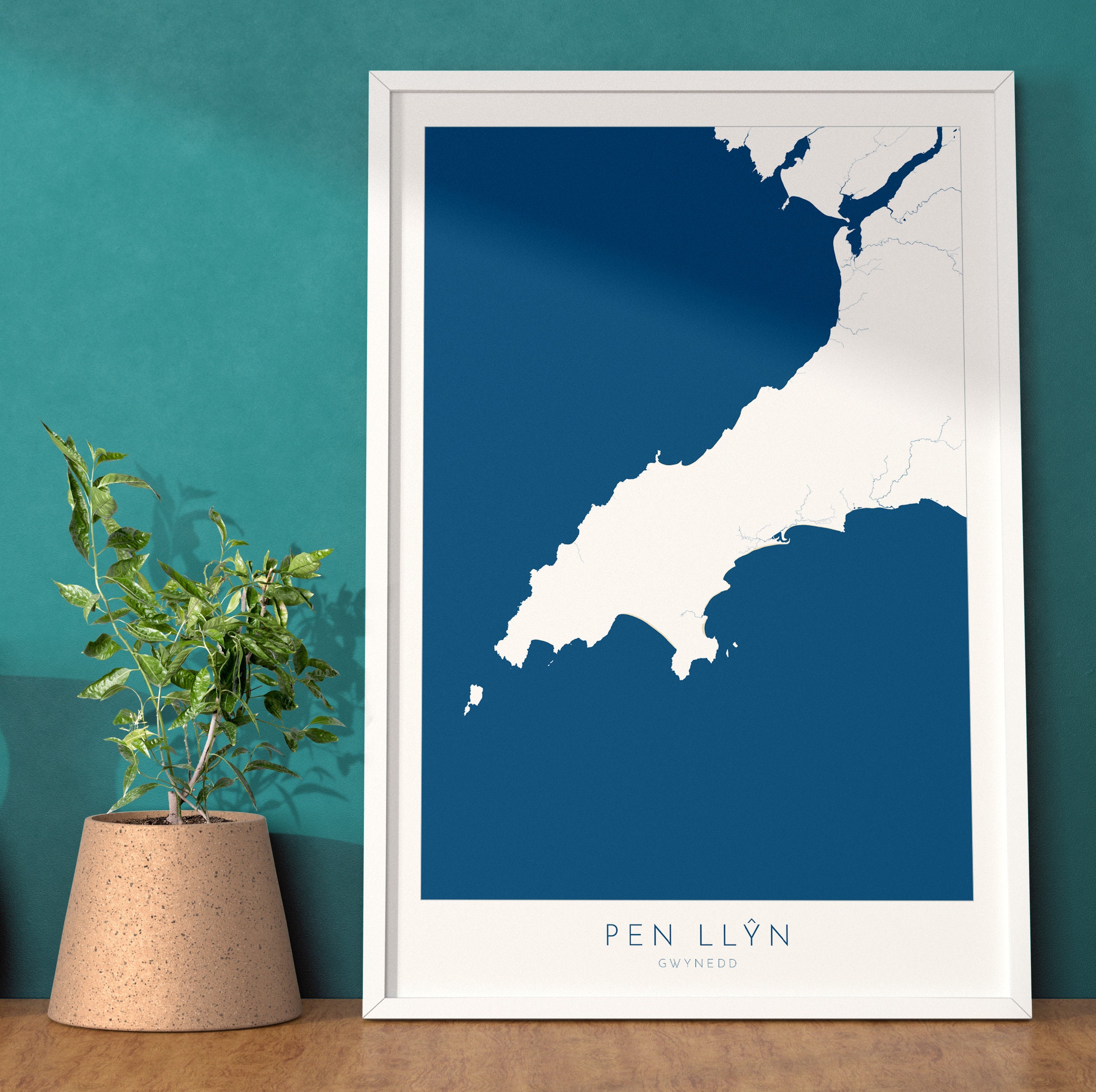 Pen Llŷn Wales Map Art Llŷn Peninsula Map, Gwynedd Map, Wales Coast Map ...