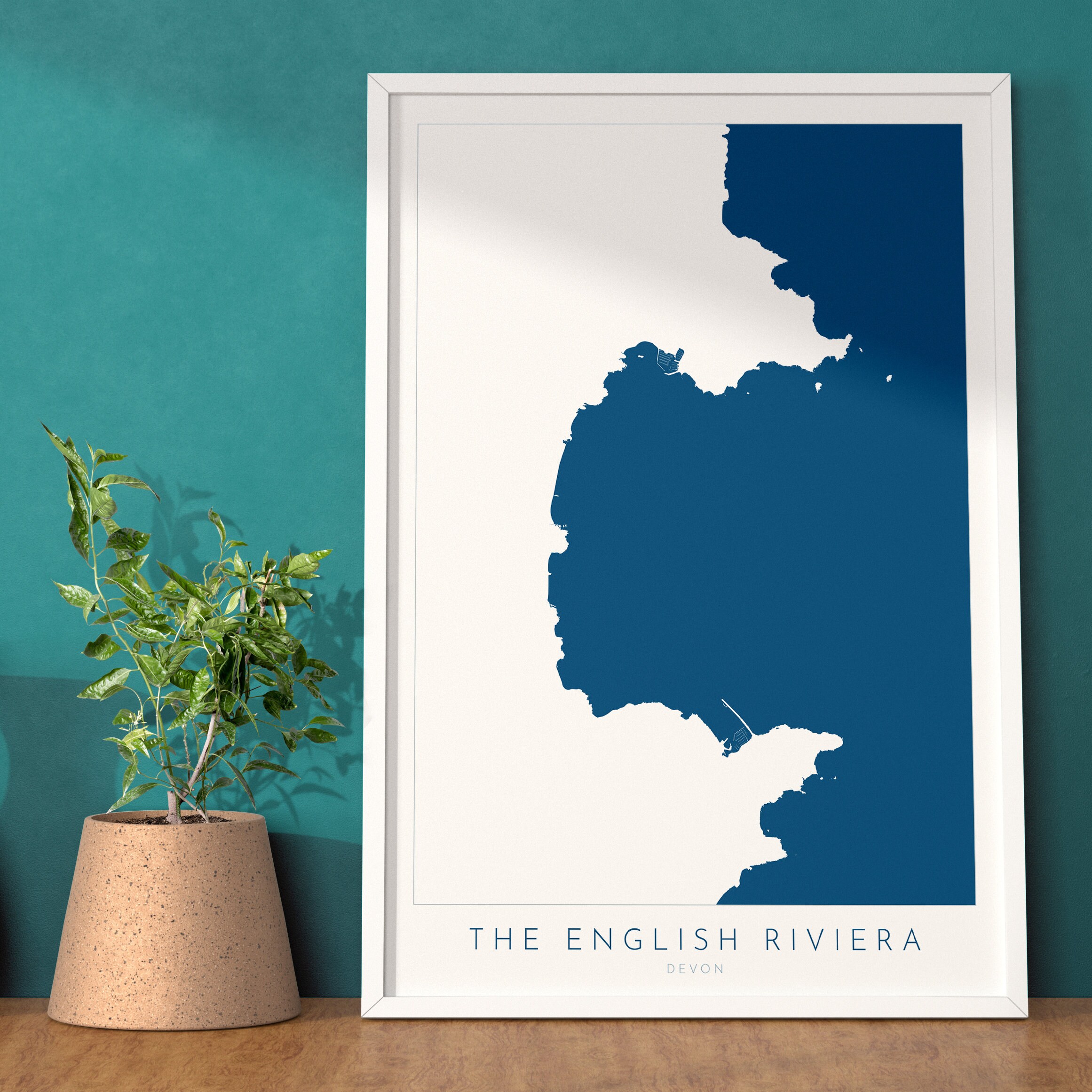 The English Riviera Print - Devon Map, Torbay Poster, Torquay Travel ...