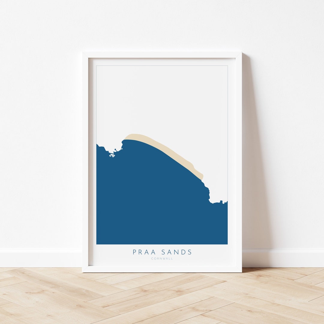 Praa Sands Print - Cornwall Map, Praa Sands Beach, Cornwall Travel ...
