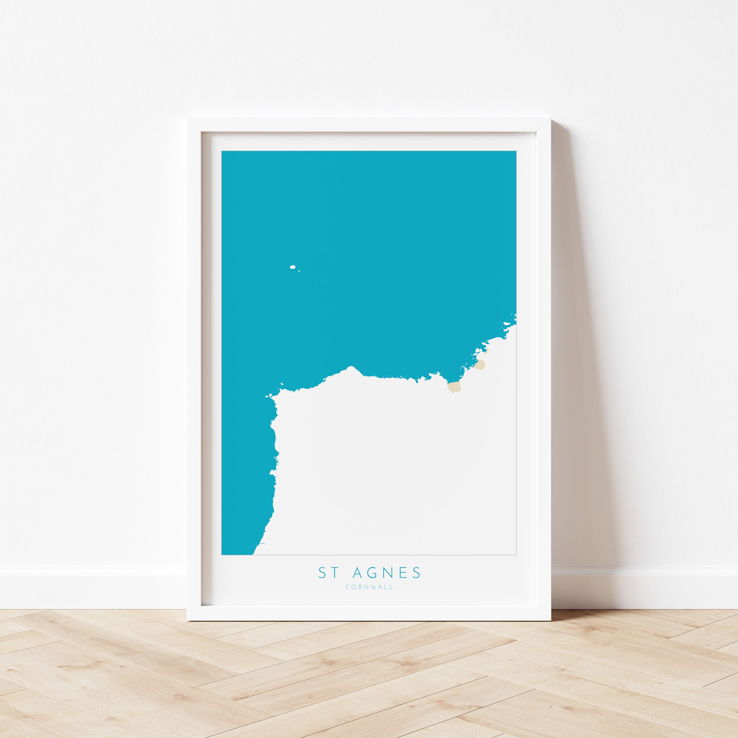 St Agnes Map Art St Agnes Print, Cornwall Map, Cornwall Coast Map ...
