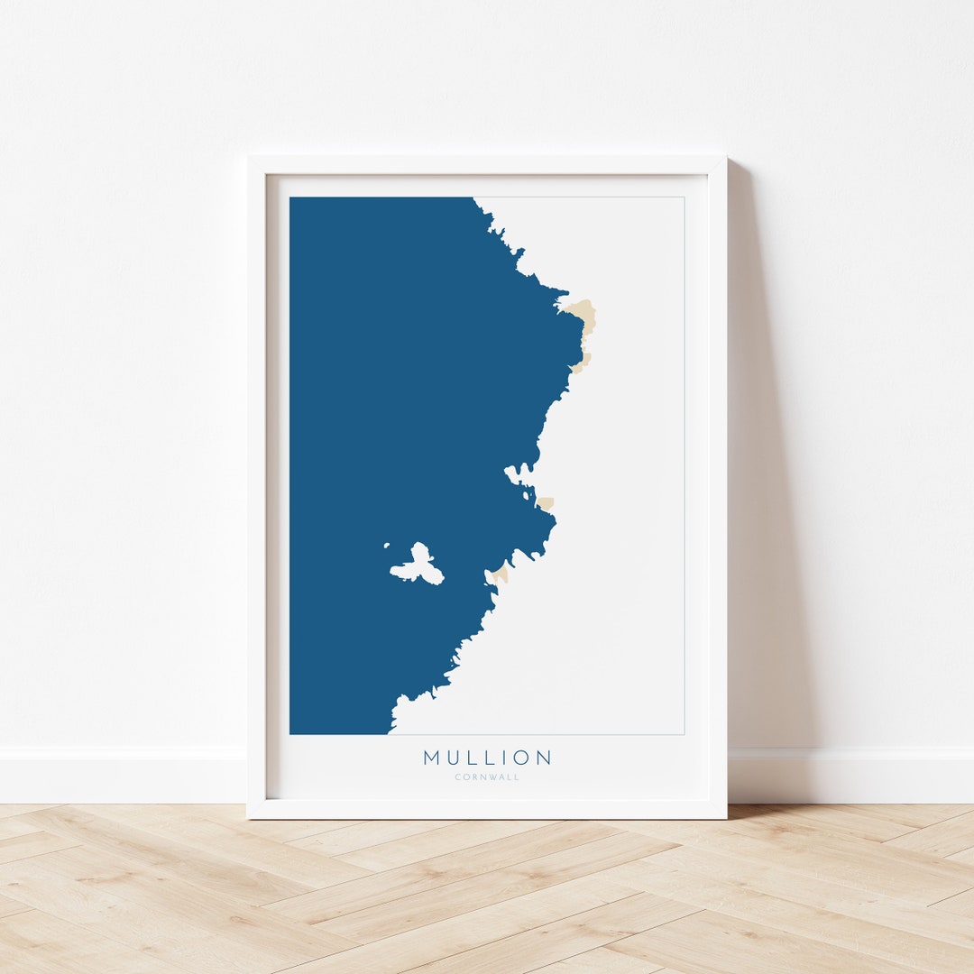 Mullion Cove Print Cornwall Map, the Lizard Peninsula, Mullion Travel ...