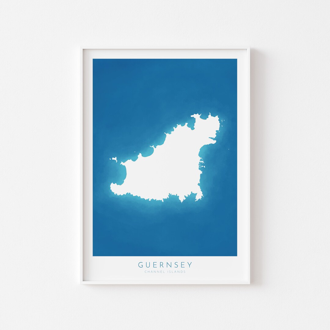 Guernsey Map Art - Guernsey Island Art Print, Channel Islands Gift ...