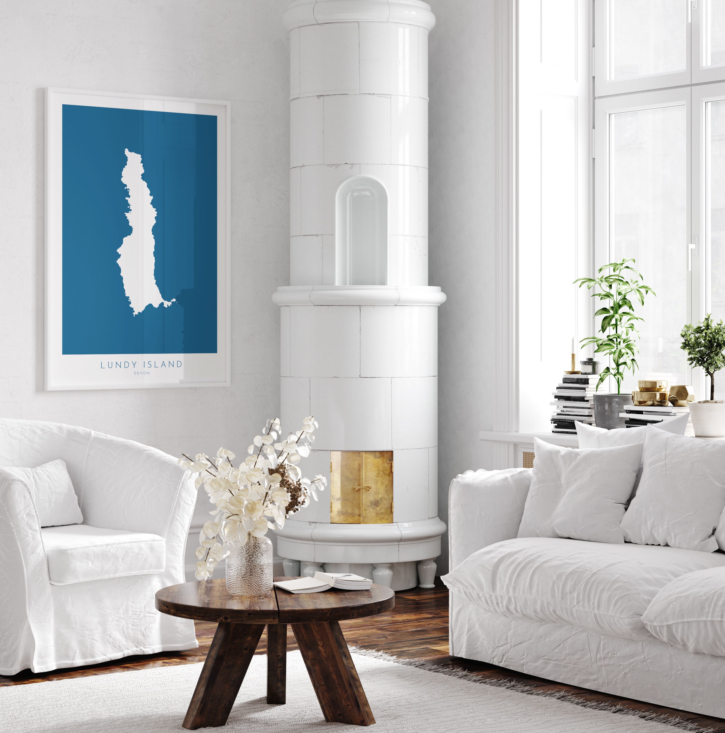 Lundy Island Map Art - Lundy Island Devon Art Print, Lundy Devon Gift ...