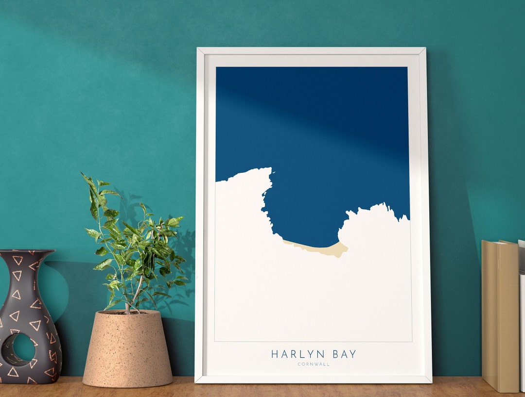 Harlyn Bay Map - Harlyn Bay Cornwall Art, Cornwall Map, Cornwall Coast ...