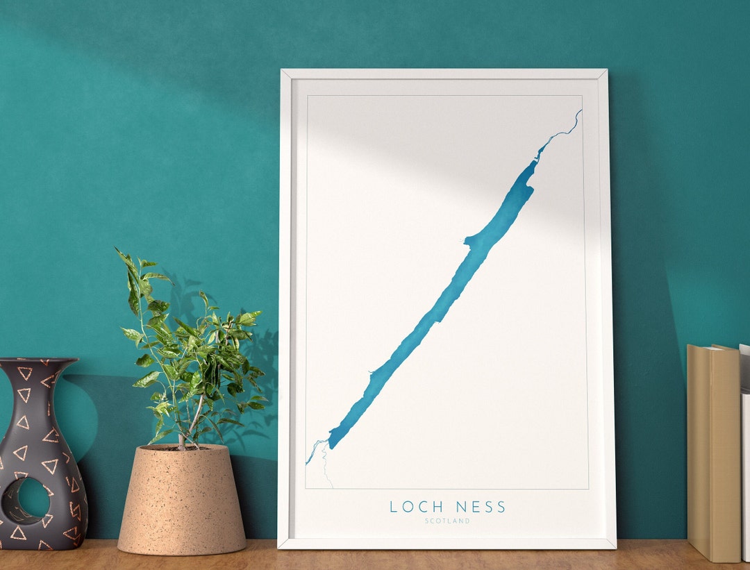 Loch Ness Map Art Scottish Loch Maps, Loch Ness Art Print, Scotland Art ...