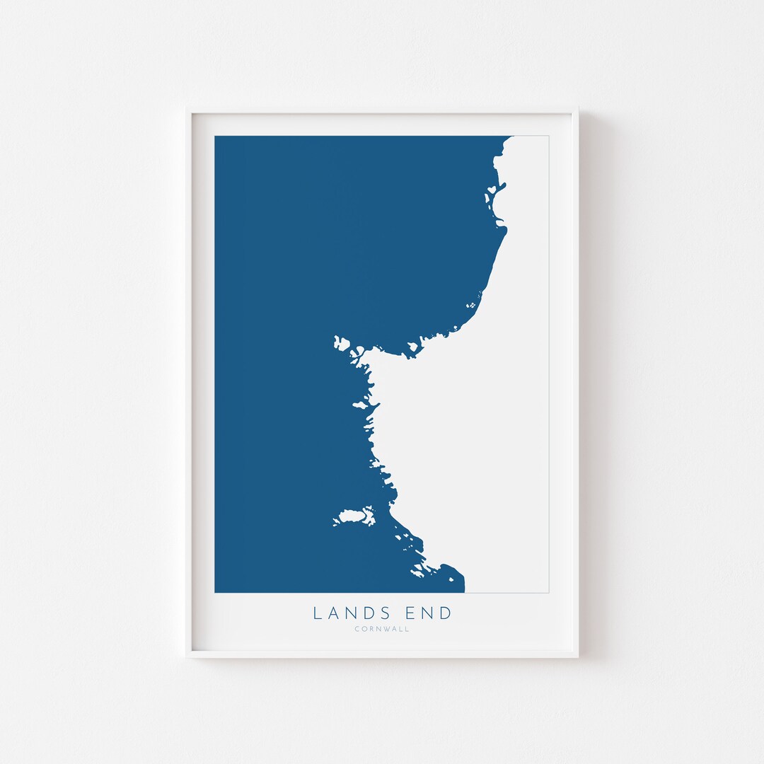 Lands End Print Cornwall Art, Lands End Map Art, Sennen Art, Cornwall ...