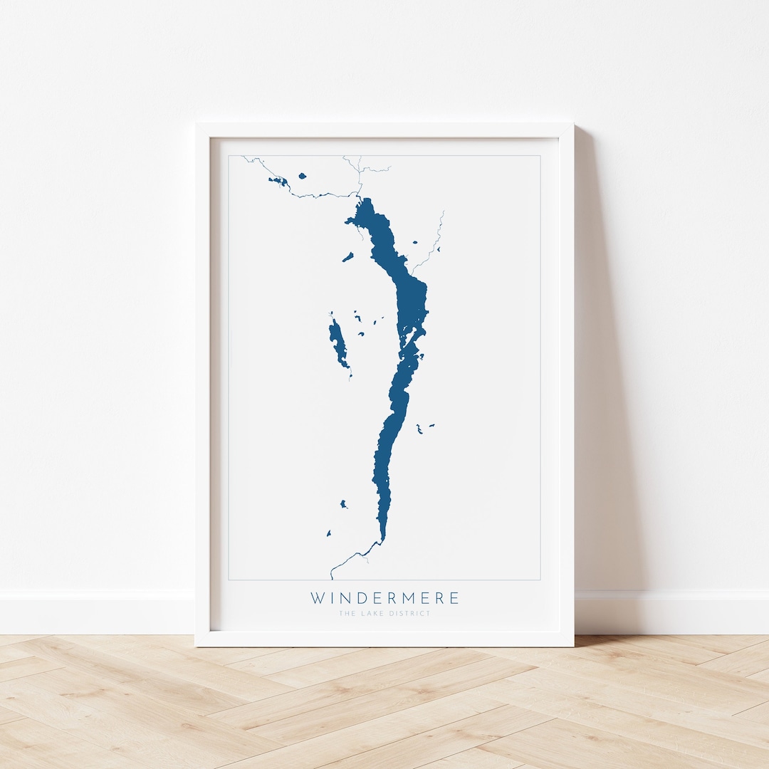 Windermere Print, the Lake District Map, National Park Print, Travel ...