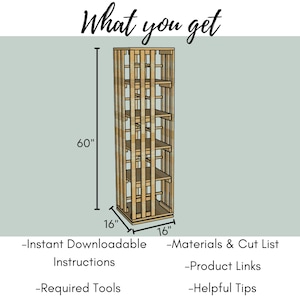 DIY Bookshelf Plans, 5-tier Rotating Bookcase, Woodworking Plans, Book ...