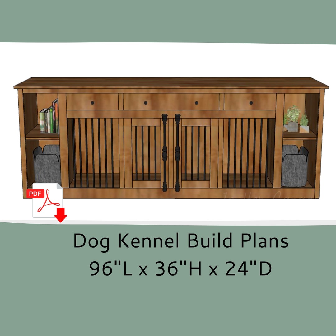96” Digital Build Plans for Single or Double Dog Kennel With Storage ...