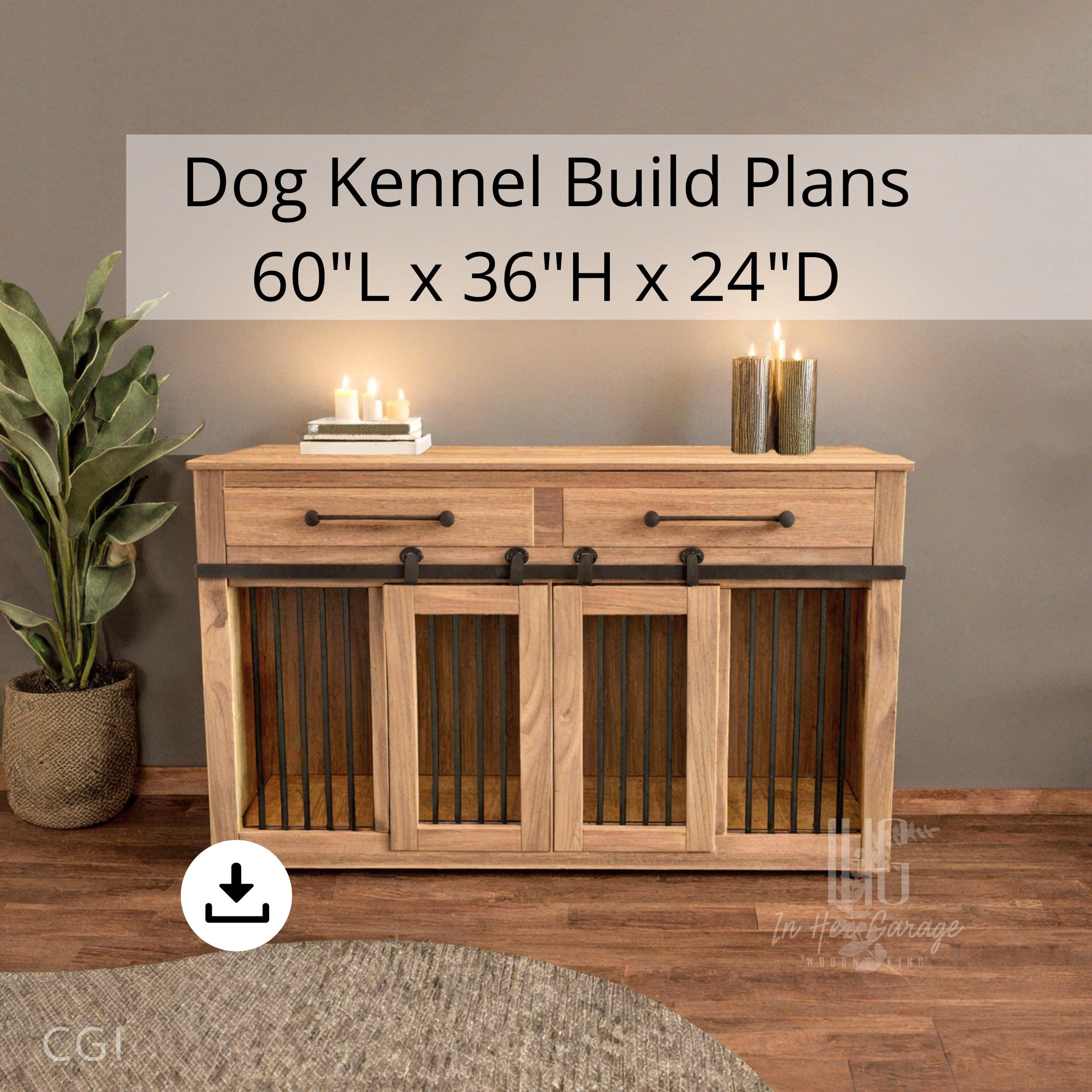Dog Crate Double Dog Kennel DIY Build Plans Digital Furniture Plan 60 ...