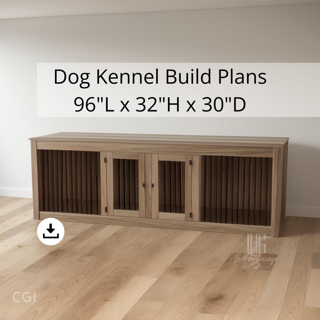 XL Dog Kennel Furniture Plans Double Large DIY Dog Crate Build TV Stand ...
