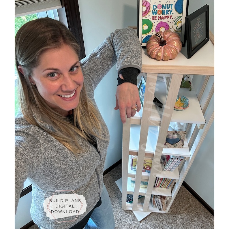 DIY Bookshelf Plans 5-tier Rotating Bookcase Woodworking - Etsy