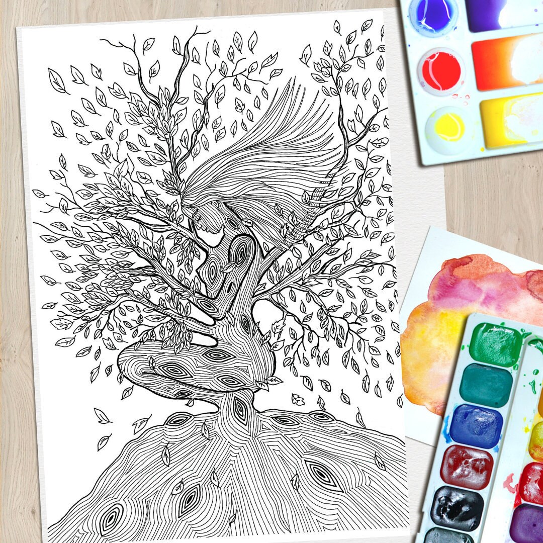 Fall Downloadable Coloring Page in PDF for Adults and Teens for ...