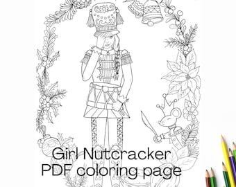 Nutcracker Ballerina Christmas Coloring Page – Printable Holiday PDF ...