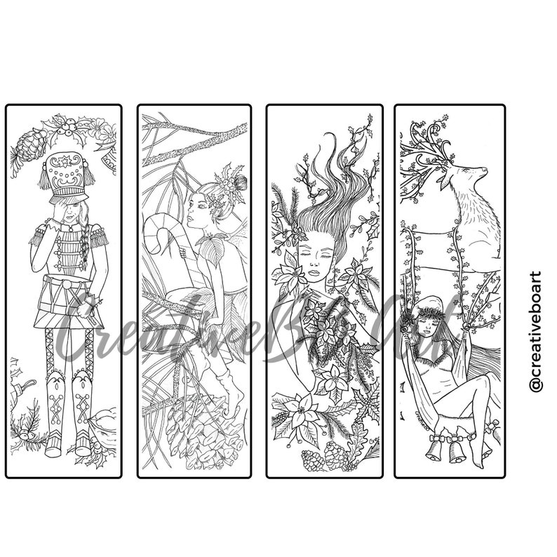 Christmas Seasons Printable Coloring Bookmarks - 4 Pcs - Downloadable ...