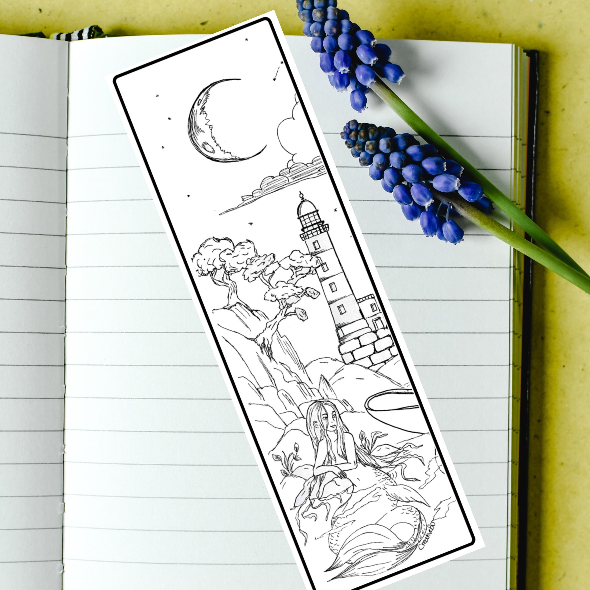 Printable Mermaids Coloring Bookmarks Set of 4 Fantasy Coloring ...