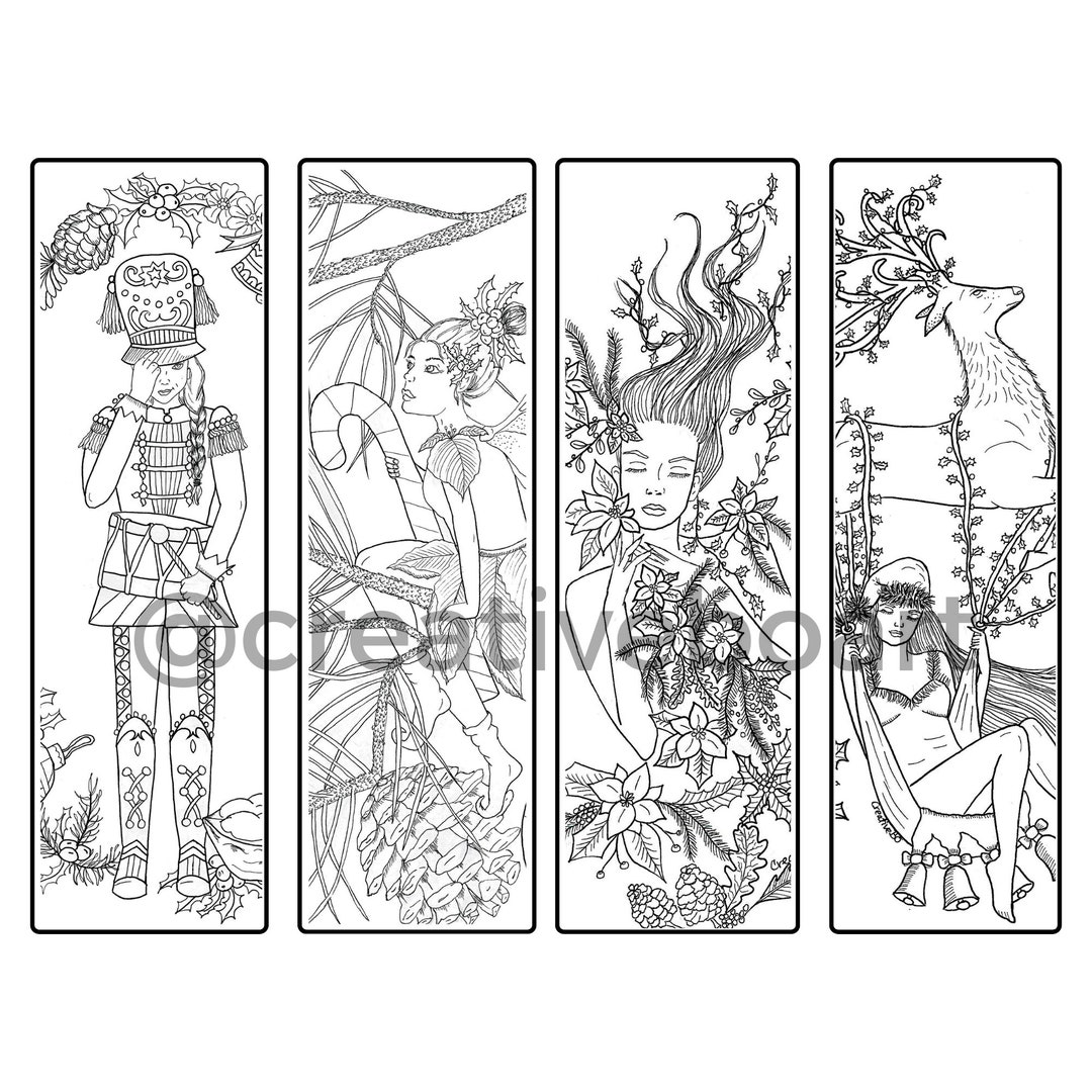 Christmas Seasons Printable Coloring Bookmarks - 4 Pcs - Downloadable ...