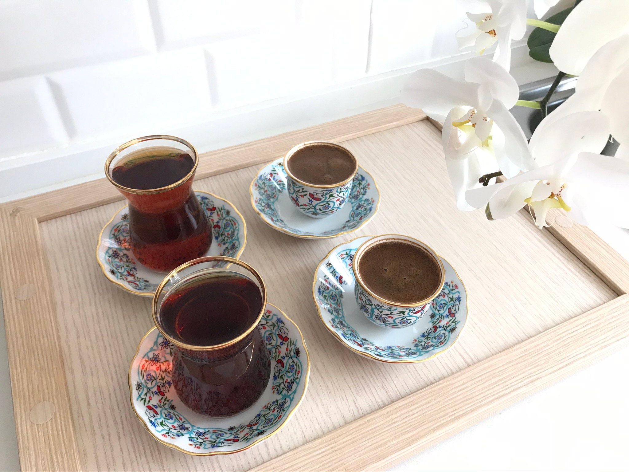 Turkish Tea Set Turkish Coffee Cups Turkish Tea and Coffee | Etsy