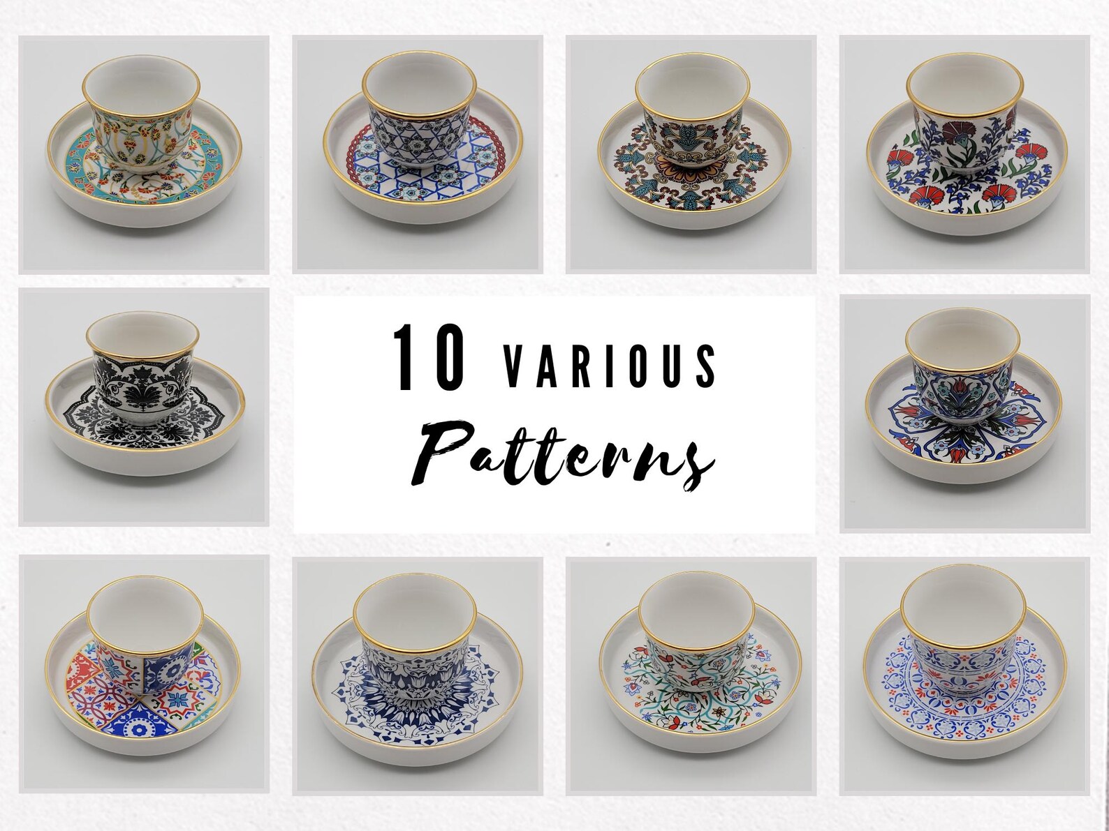 Hand-painted Turkish Coffee Cups Set | Ethnic Porcelain Espresso Cups ...