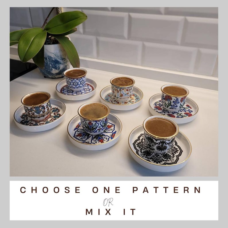 Hand-painted Turkish Coffee Cups Set | Ethnic Porcelain Espresso Cups ...