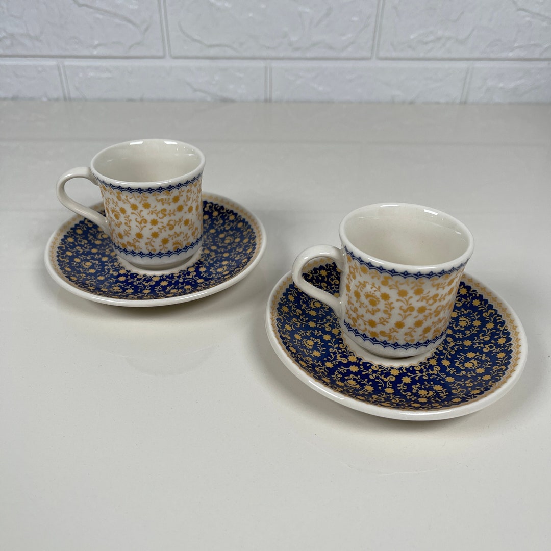 Turkish Coffee Set, Ottoman Unique Design, Dark Blue, Turkish Coffee ...