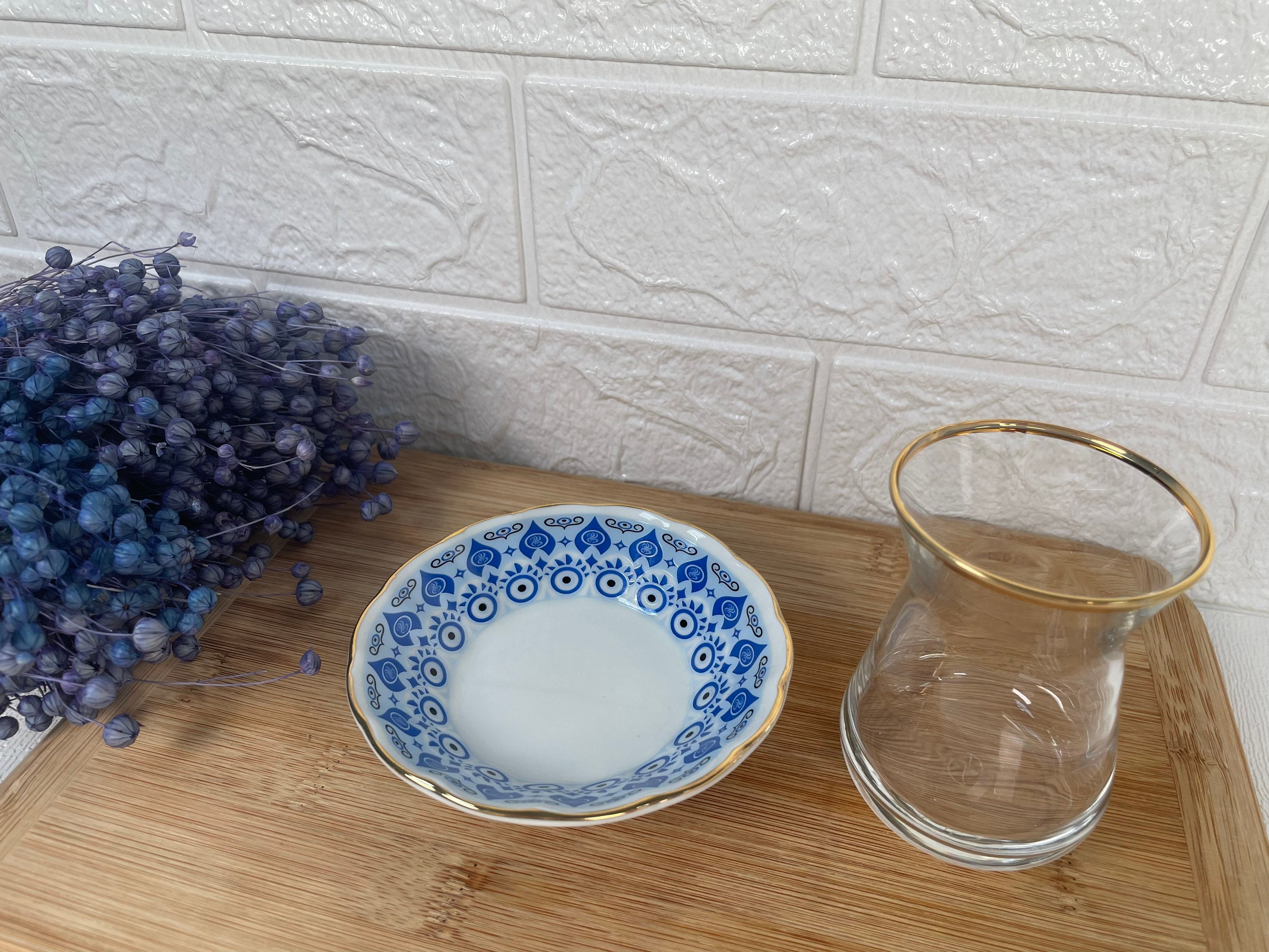 Turkish Tea Set Blue Porcelain Turkish Tea Cups Set Tea | Etsy