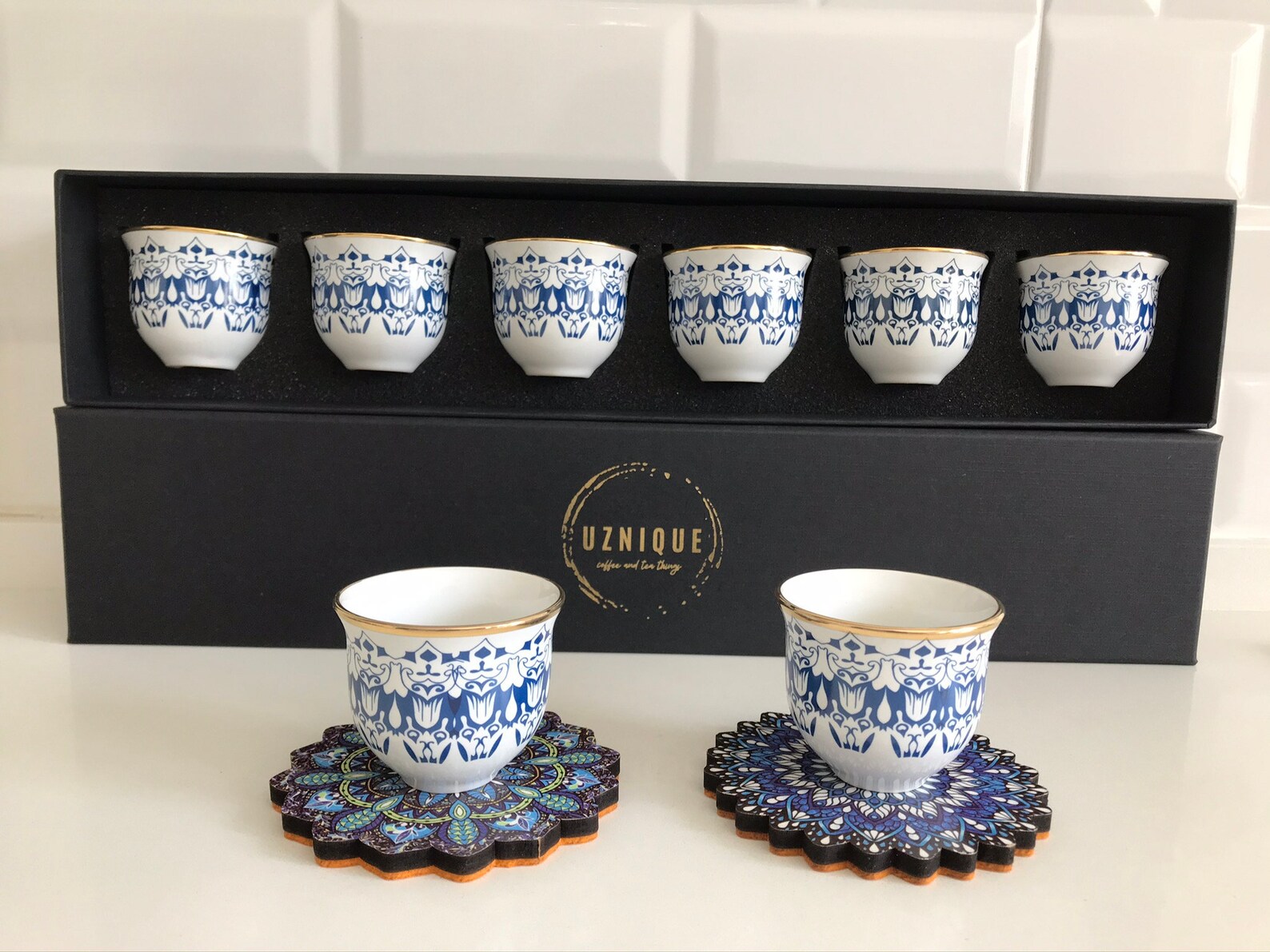 Blue Coffee Mug Espresso Cup Set White Blue Mug Gift for - Etsy